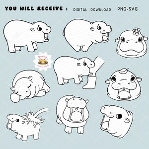 Baby Pygmy Hippo Coloring Image Clipart Pygmy Hippo Outline Doodle ...