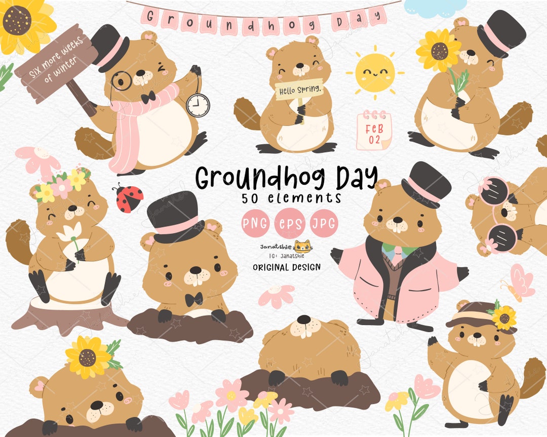 Groundhog Day Clipart - Happy Groundhog Png - Cute Animal Spring ...