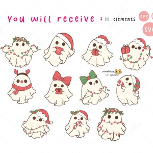 Christmas Ghost Png, Spooky Christma SVG, Cute and Kawaii Holiday ...