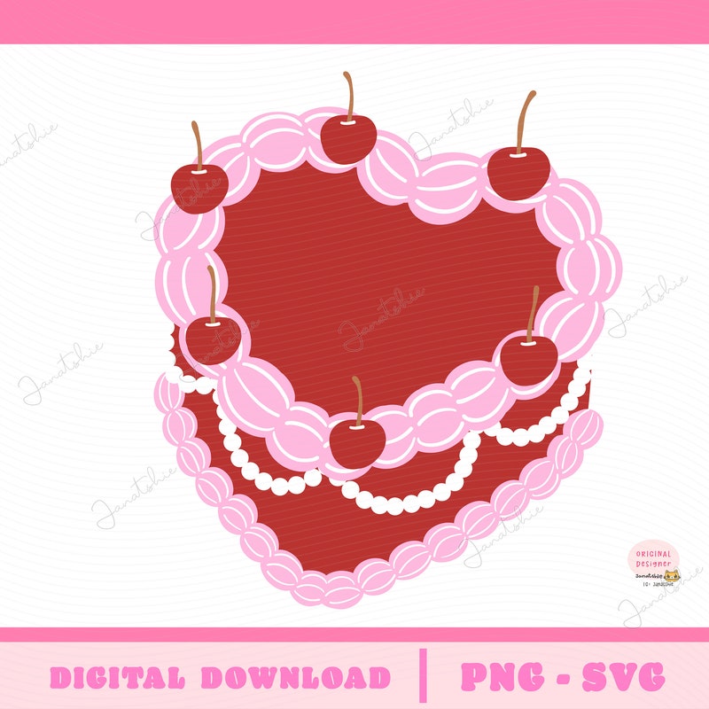 Cherry Heart Cake Card - Etsy