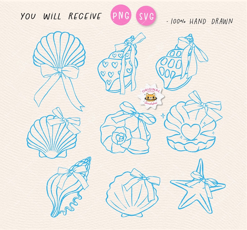 Coquette Preppy Summer Seashell Clipart: Pastel Coastal Shells With ...