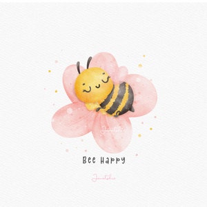 Honeybee Watercolor Clipart, Cute Baby Bee Png Clip Art in Kawaii ...