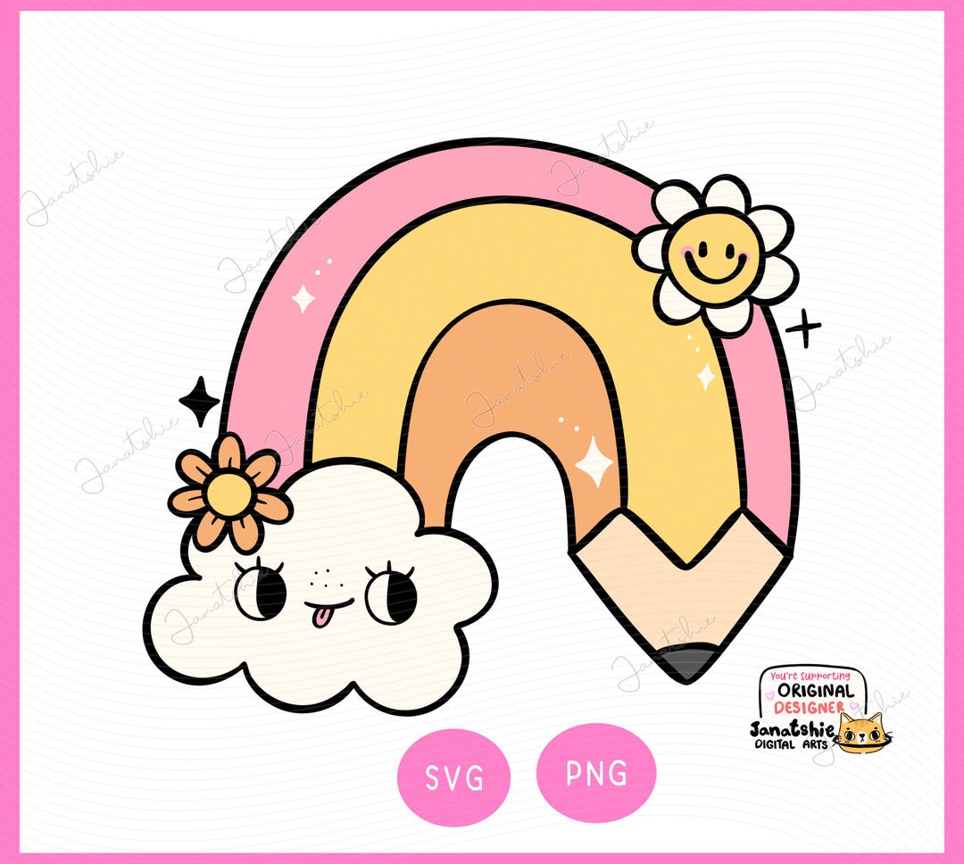 Groovy Rainbow Pencil Clipart: Back to School PNG (digital Download) - Etsy