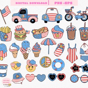 Groovy 4th of July PNG Retro Funky Disco Fourth of July Clipart Hippie ...