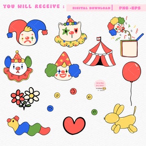 Clowncore PNG Clipart, Circus Kidcore, Digital Sticker Design (21 ...