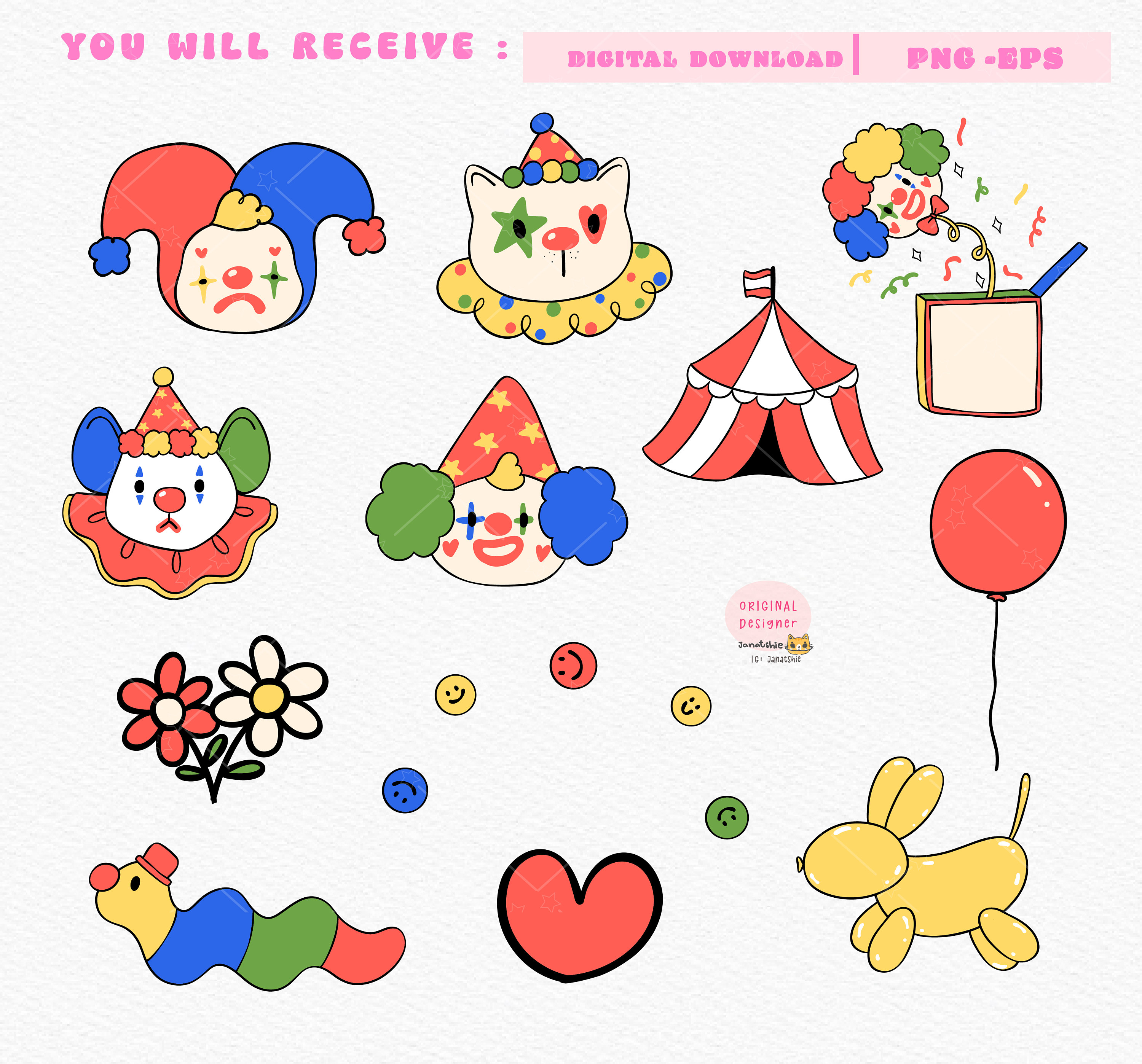 Clowncore Png, Clown Png Clipart Cute Clown Circus Kidcore Png, Trendy ...