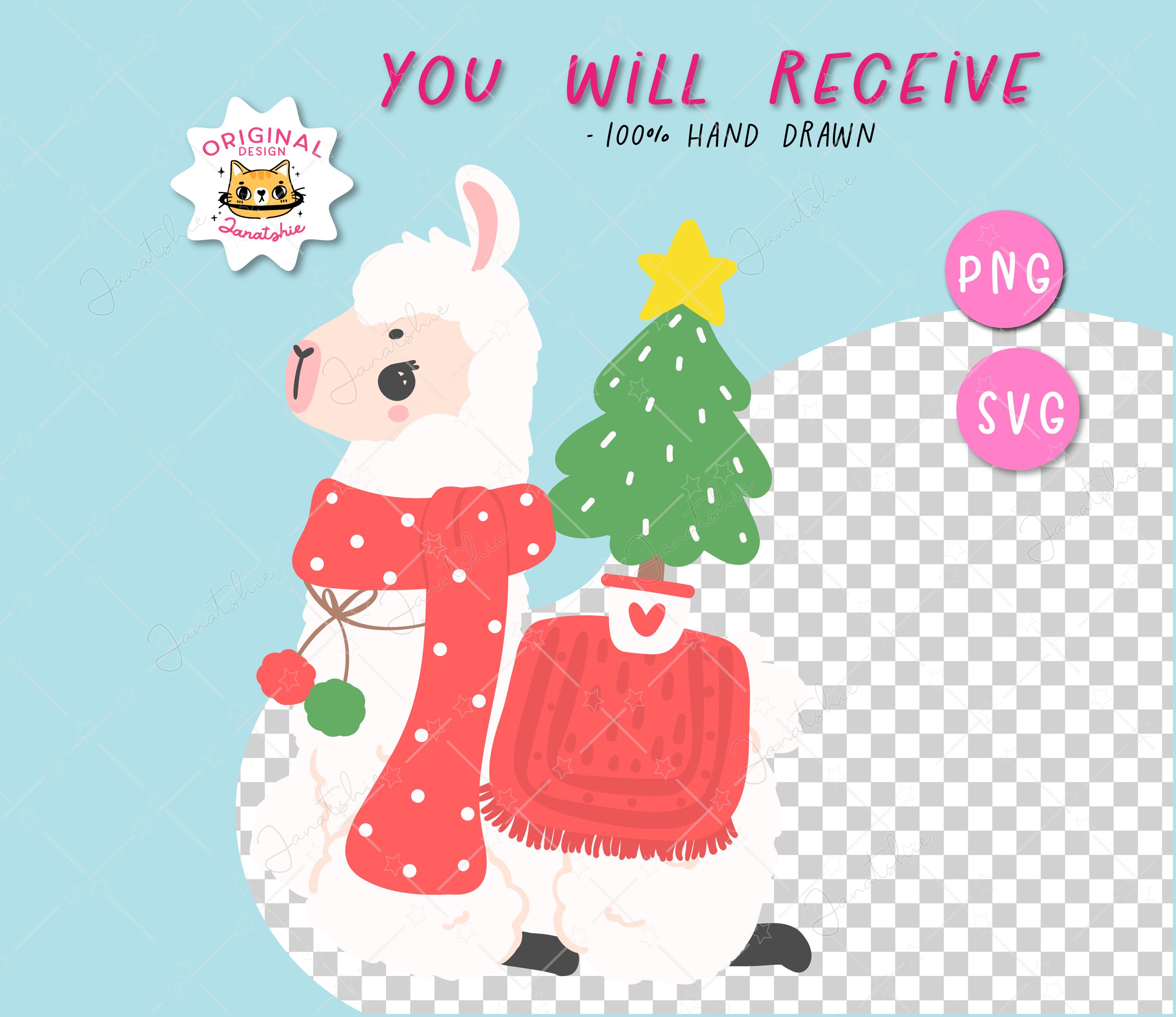 Mexican Christmas Llama Clipart | Festive PNG SVG - Etsy