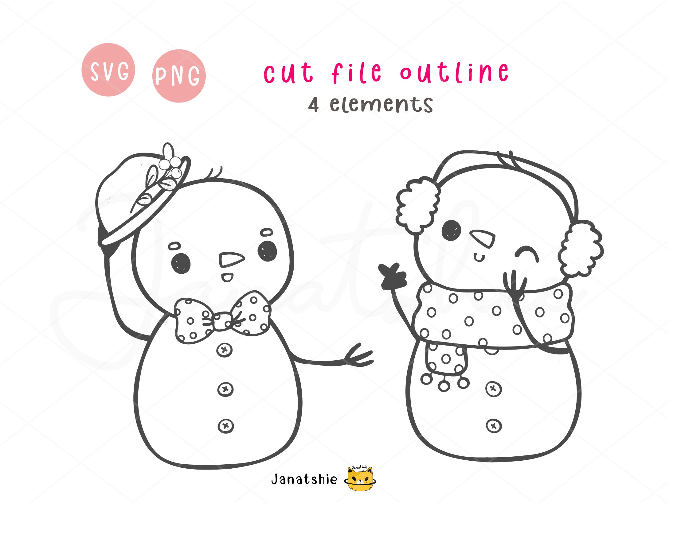 Cute Snowman SVG Cut File for Christmas Kawaii Holiday - Etsy