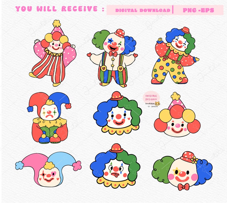 Clowncore PNG Clipart, Circus Kidcore, Digital Sticker Design (21 ...