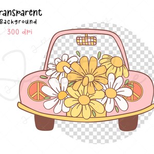 Retro Spring Png Groovy Flower Power Clipart Disco Bunny Easter Hippie ...