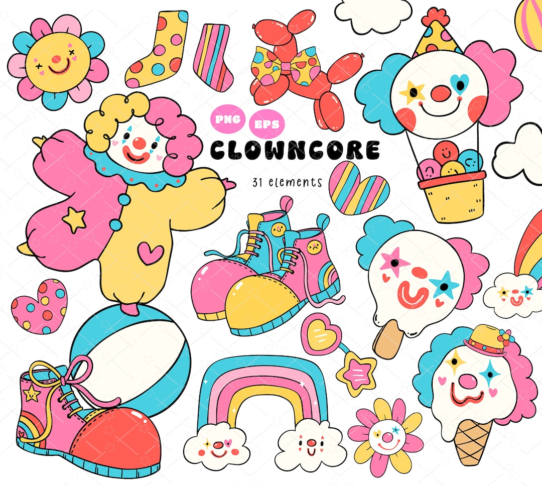 Pastel Clowncore PNG Clipart, Circus Kidcore Design (digital Download ...