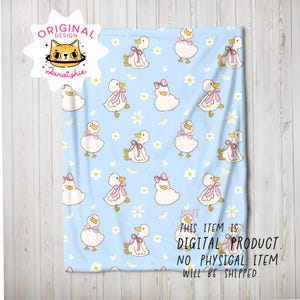 Cute Spring Duck Seamless Pattern, Coquette Duck With Bow & Daisy ...