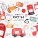 Postal Mailbox Clipart Watercolor Png Set, Post Office PNG Vintage Mail ...