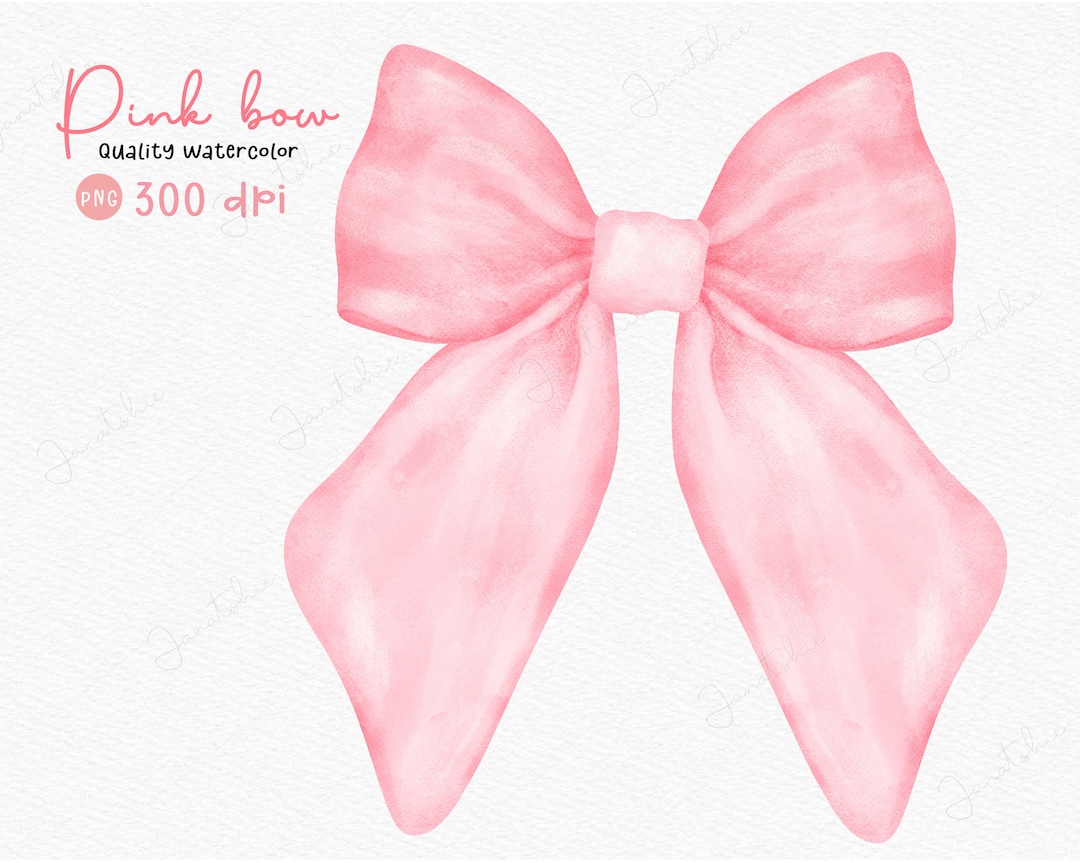 Pink Coquette Bow Watercolor PNG Clipart, Hand Painted Vintage Pastel ...
