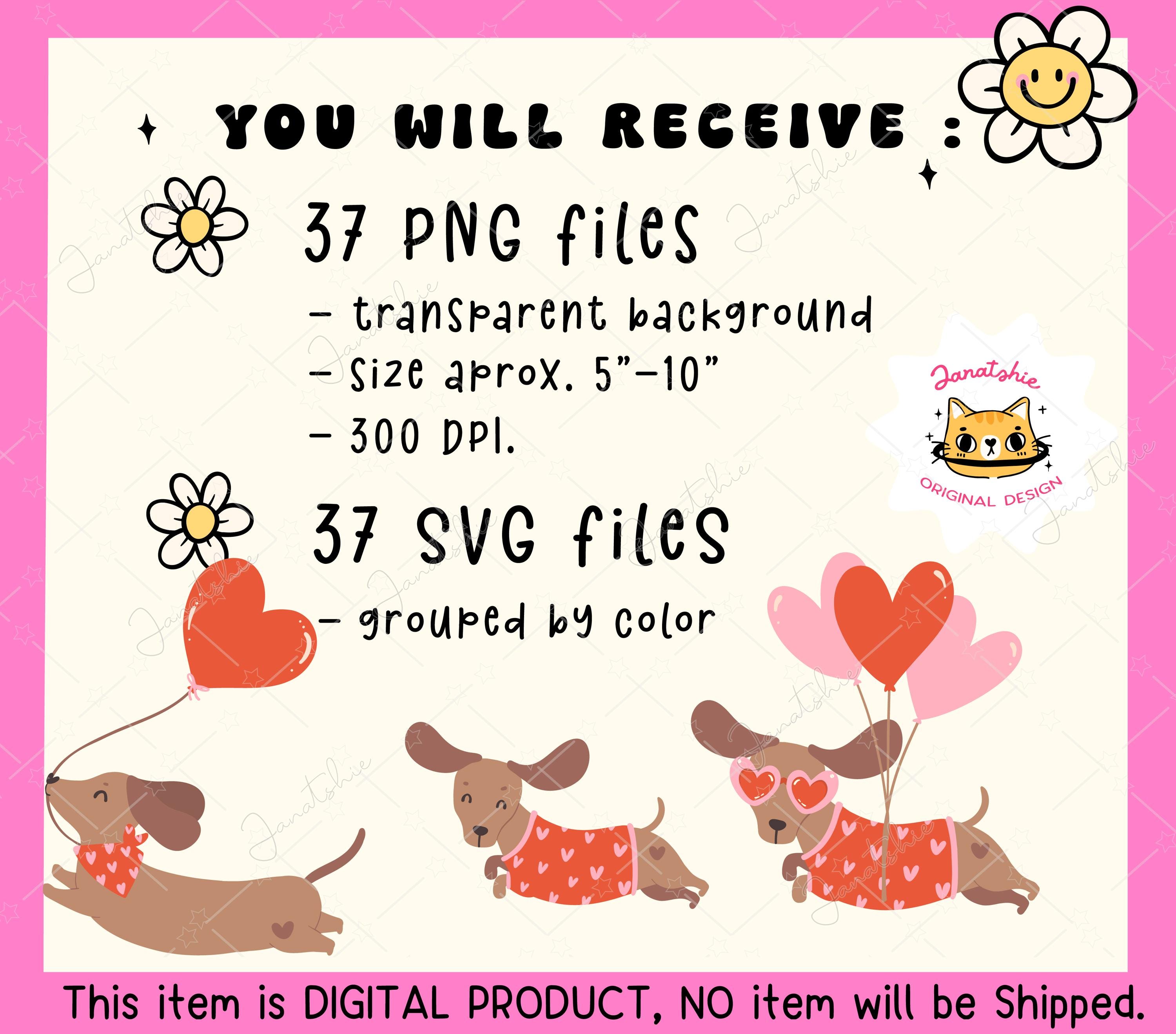 Valentine Dachshund Clipart: Sausage Dog With Heart (PNG, SVG) - Etsy