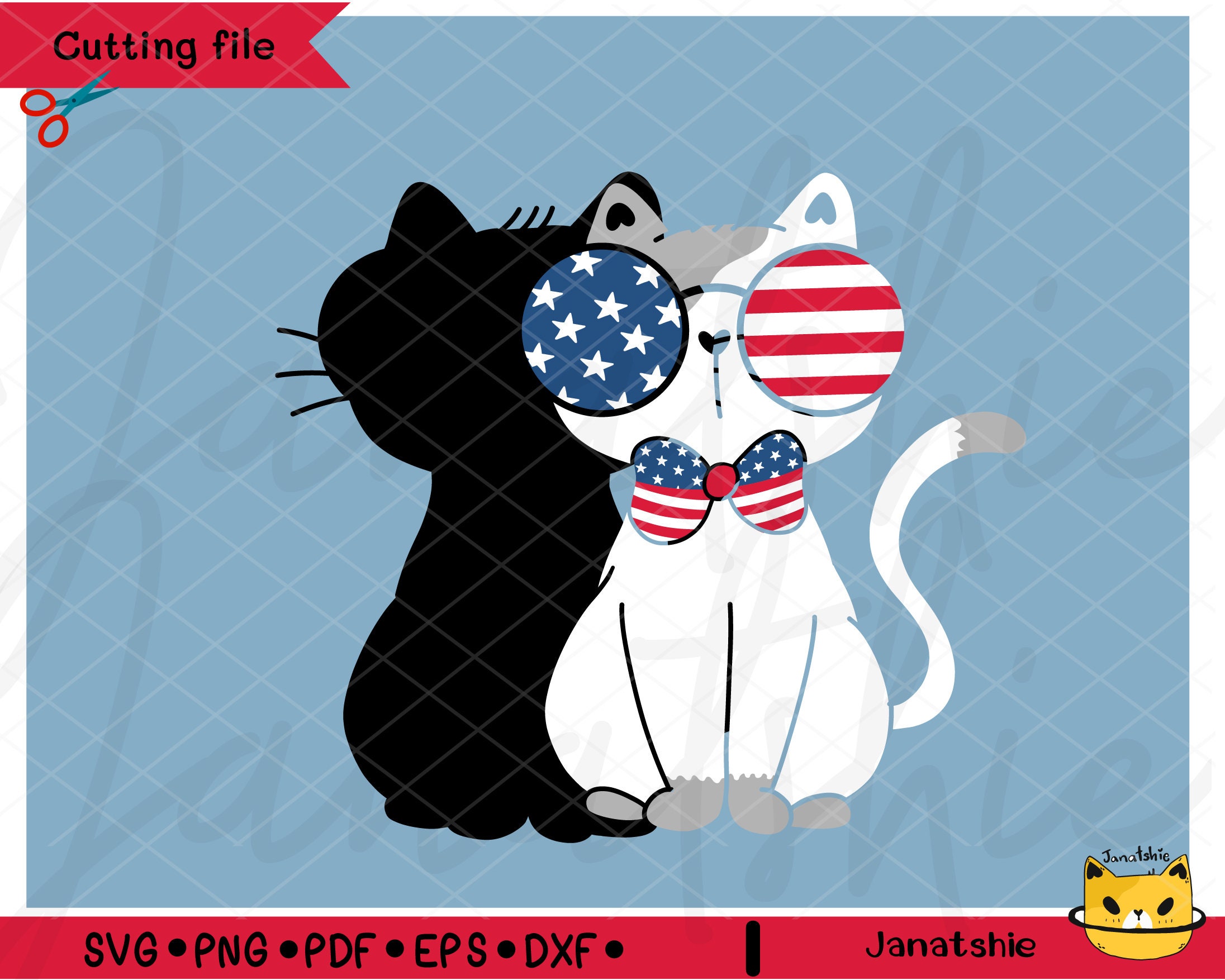 4th of July Cat Svg Independence Day Kitten Png Cat Groovy Patriotic ...