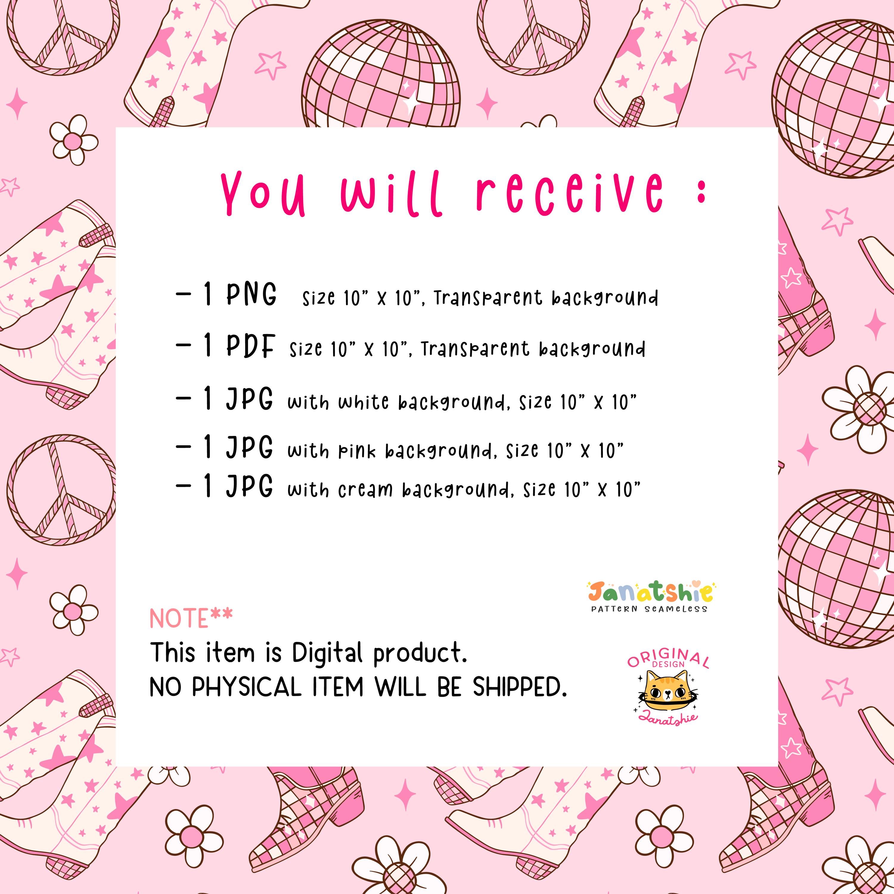 Groovy Disco Cowgirl Seamless Pattern: Western Digital Paper (PNG, JPG ...