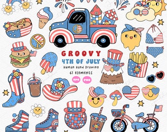 Groovy 4th of July Retro PNG | Funky Disco Independence Day Clipart ...
