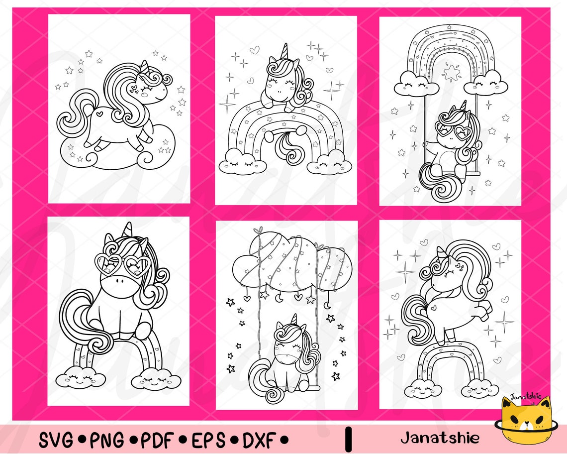 Unicorn Outline SVG Baby Unicorn Clipart SVG Set Unicorn - Etsy