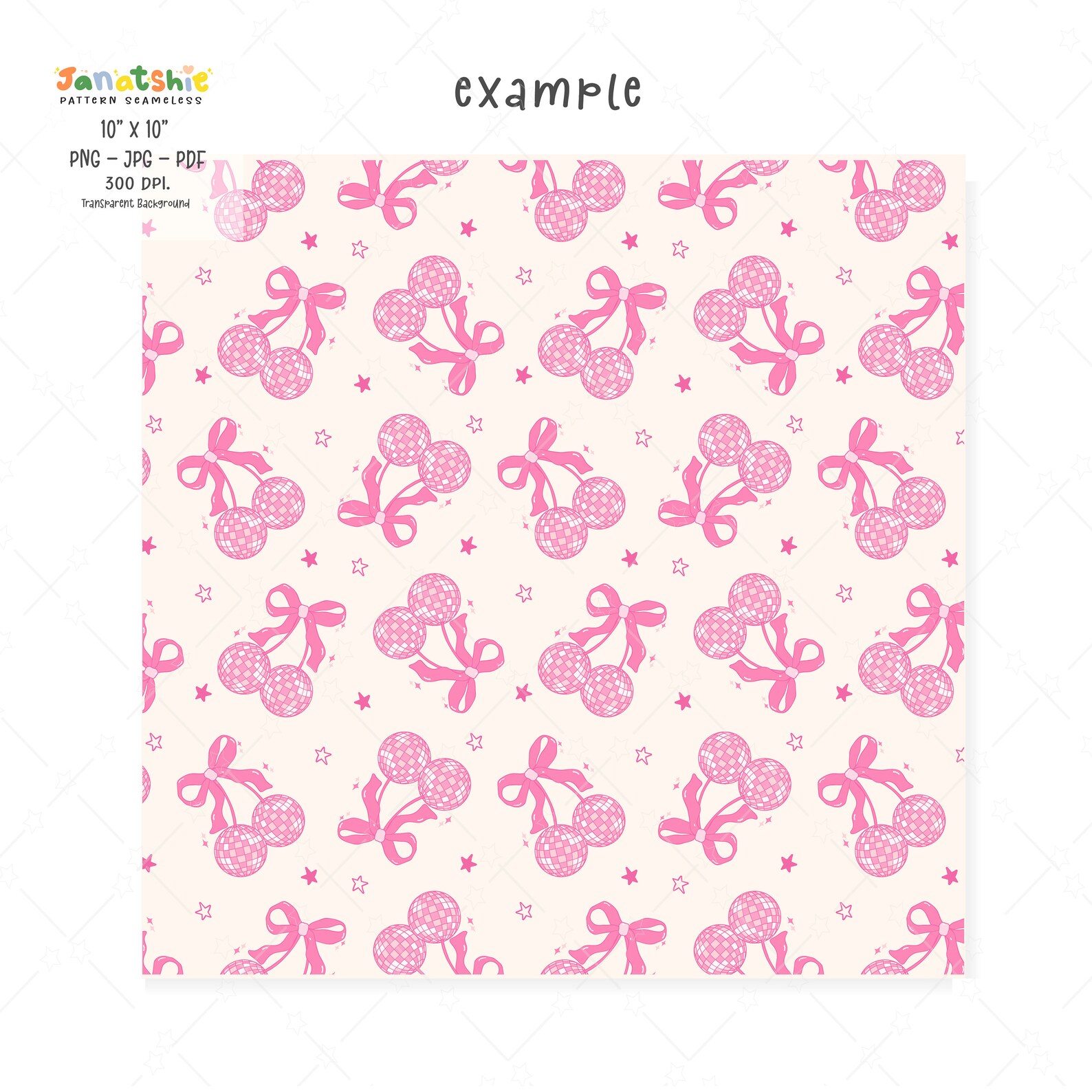 Coquette Disco Cherries Seamless Pattern Retro Pink Disco Ball Cherry ...