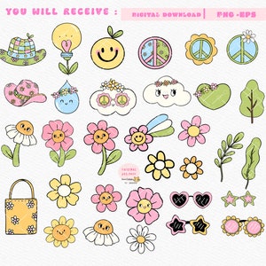 Retro Earth Day Clipart Environment Day Png Groovy Eco Planet Lover ...