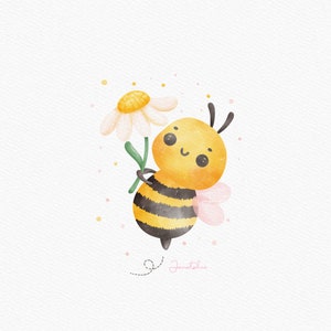Bee Clipart Png, Honeybee Watercolor Clipart, Kawaii Cartoon Character ...
