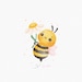 Bee Clipart Png, Honeybee Watercolor Clipart, Kawaii Cartoon Character ...