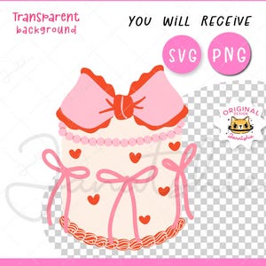 Vintage Heart Cake Clipart: Retro Valentine, Coquette Style (PNG, SVG ...
