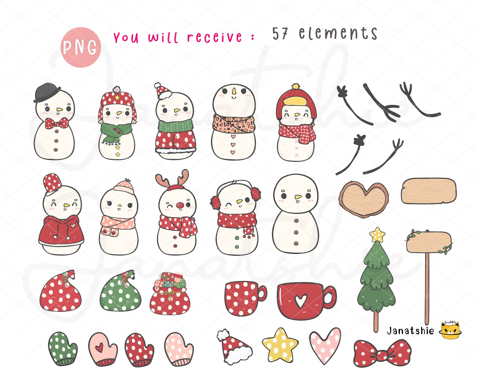 Christmas Snowman Png Cute Snowman Clipart Set (Download Now) - Etsy