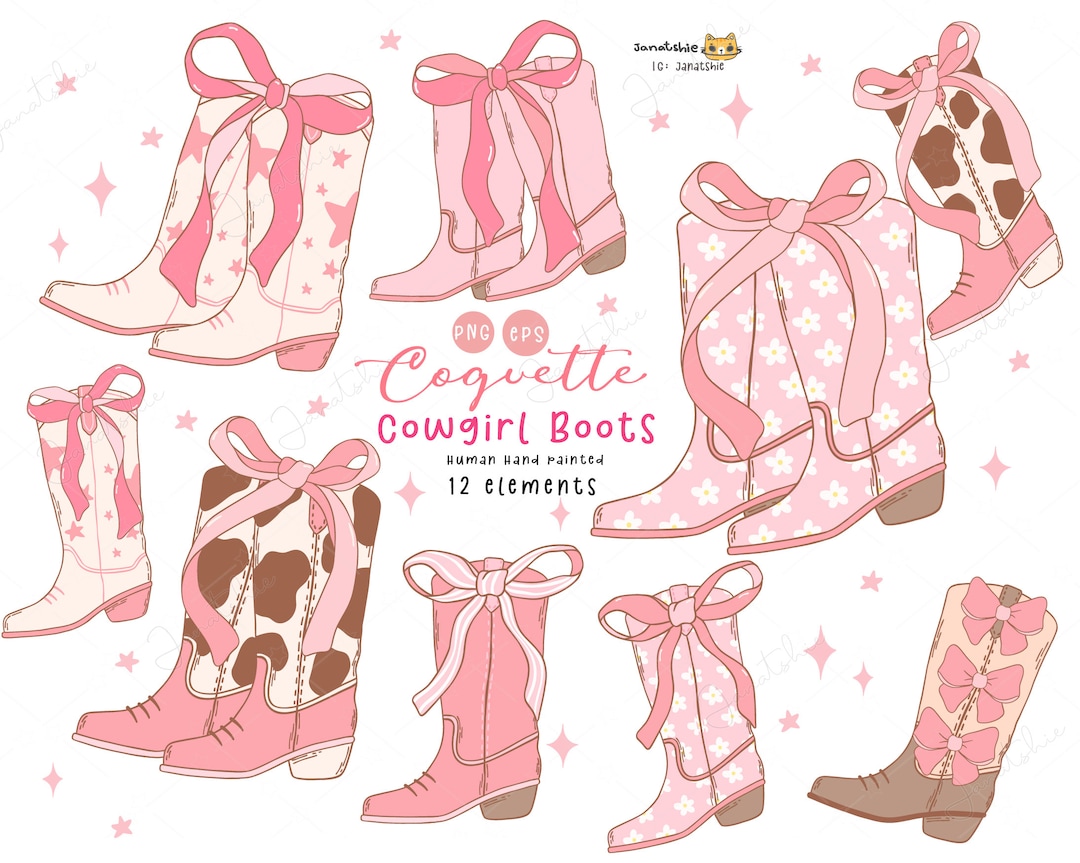 Coquette Cowgirl Boots PNG, Girly Cowboy Boots PNG, Girly Boots With ...