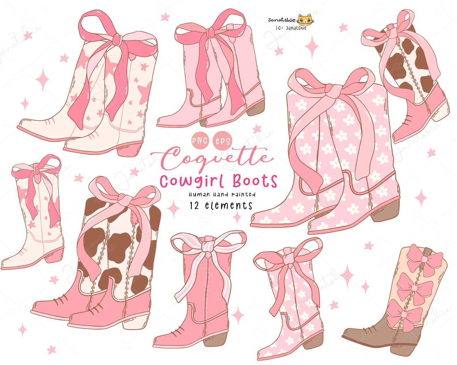 Coquette Cowgirl Boots PNG: Girly Cowboy Boots With Pink Bow Clip Art ...