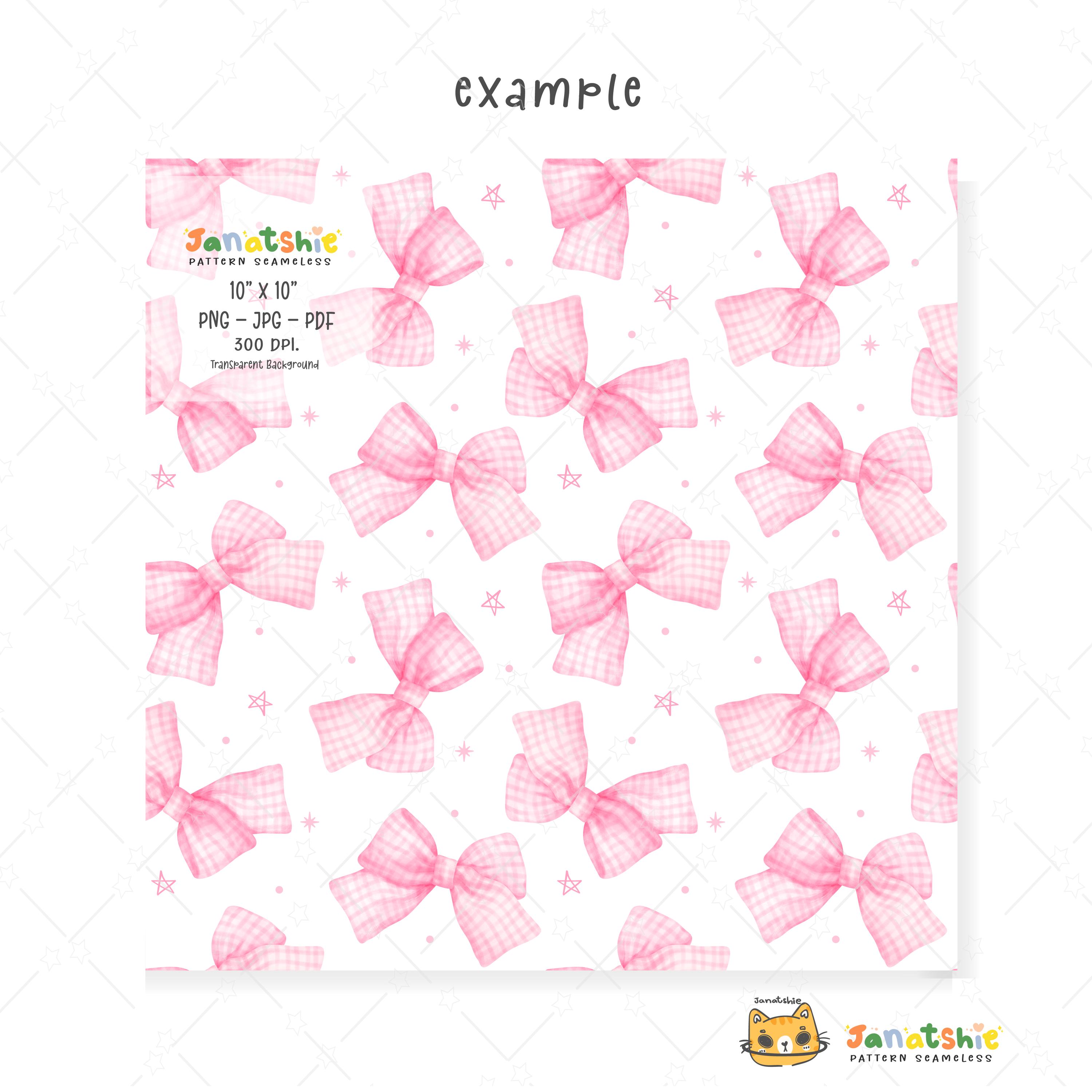 Coquette Pink Ribbon Seamless Pattern: Digital Paper Pack (PNG, JPG ...