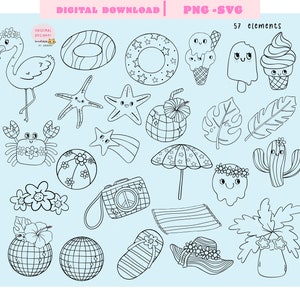 Retro Groovy Summer Svg Outline Doodle - Hippie Positive Vibe Beach ...