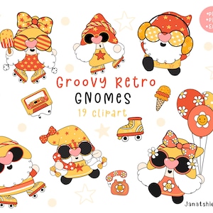 Groovy Gnome PNG Retro Gnome Clip Art Nordic 70s 80s Party Clipart ...