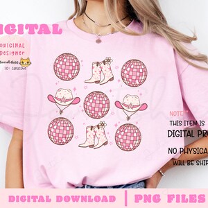 Disco Cowgirl Png, Disco Ball Cowboy Hat, Groovy Cowgirl Boots Png ...