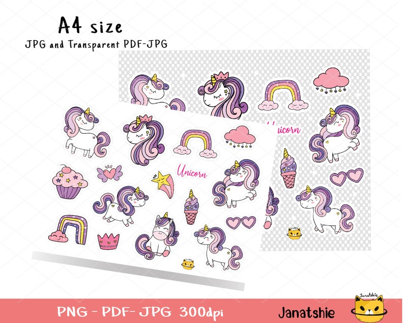 Magical Unicorn Sticker Printable PNG Printable Sticker | Etsy