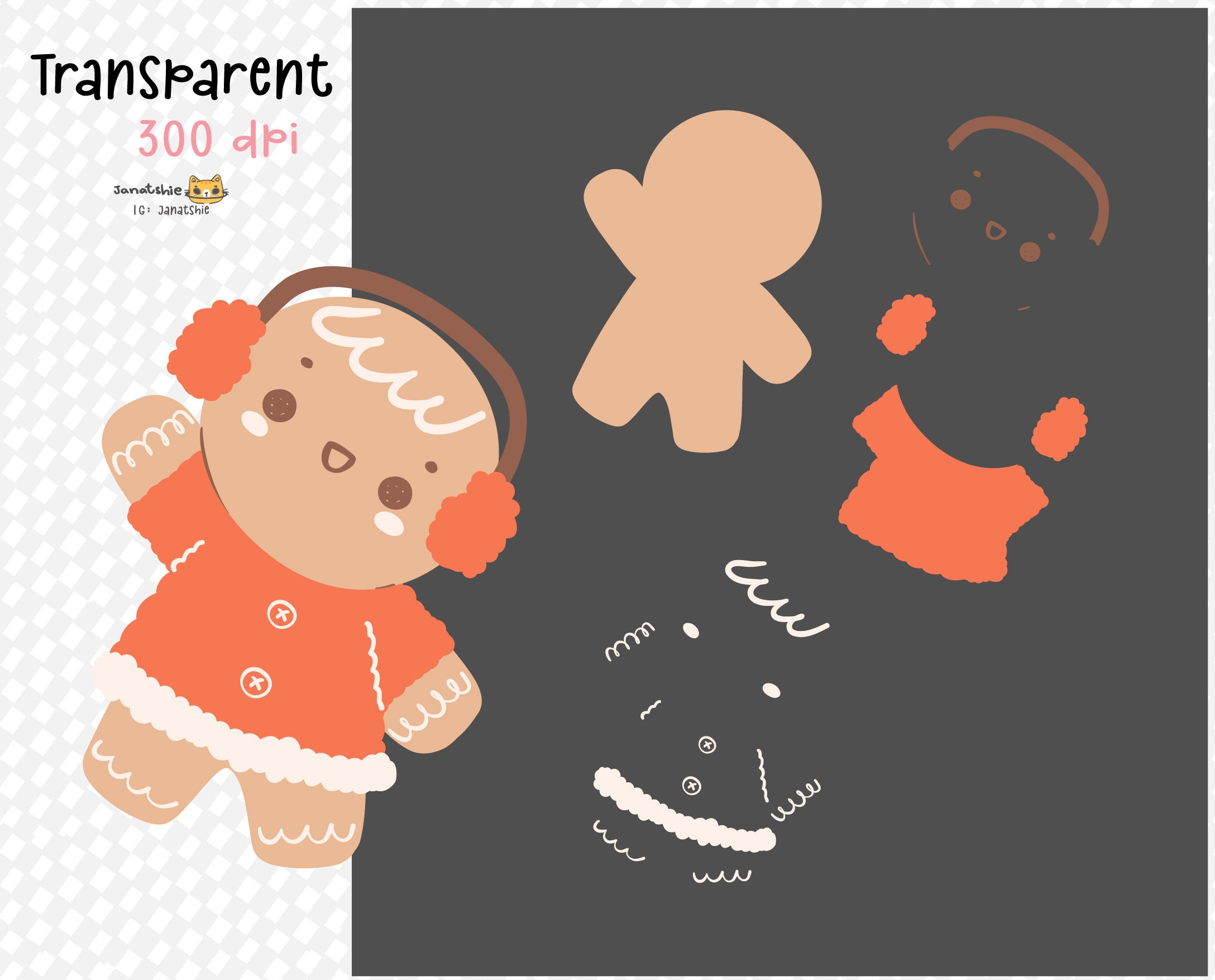 Gingerbread Boy and Girl Clipart Set: Kawaii Cookie SVG, PNG - Etsy