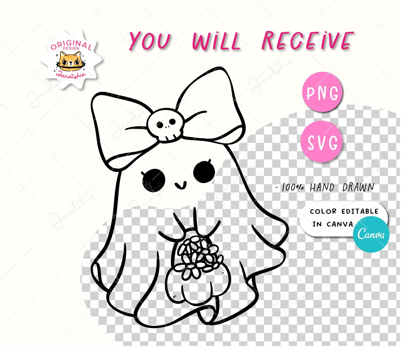 Spooky Girl Ghost SVG: Kawaii Halloween Clipart (PNG, SVG) - Etsy