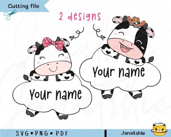 Cute Cow Monogram SVG Split Cow Decal Baby Cow Clipart Cow | Etsy
