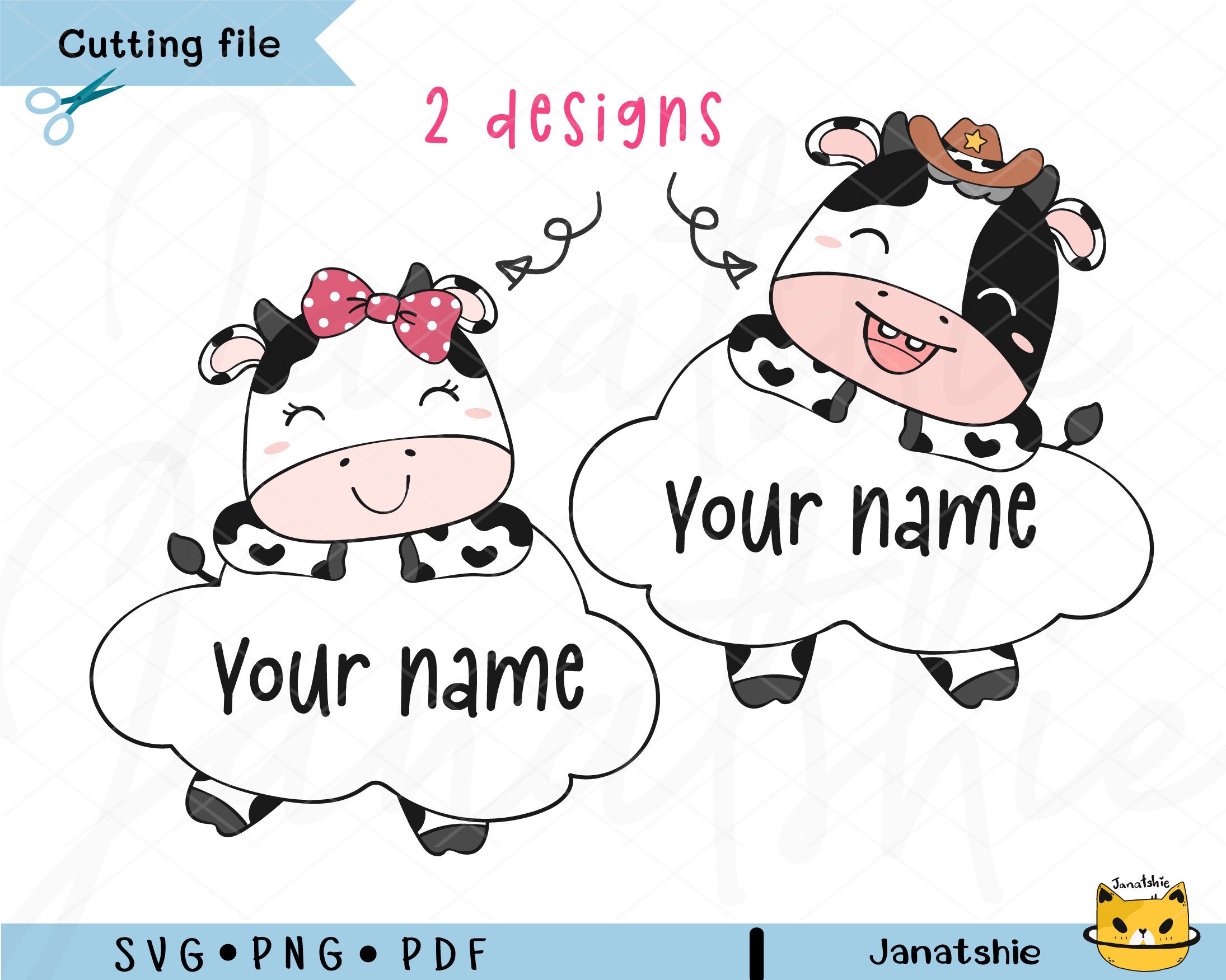 Cute Cow Monogram SVG, Split Cow Decal Baby Cow Clipart, Cow Birthday ...