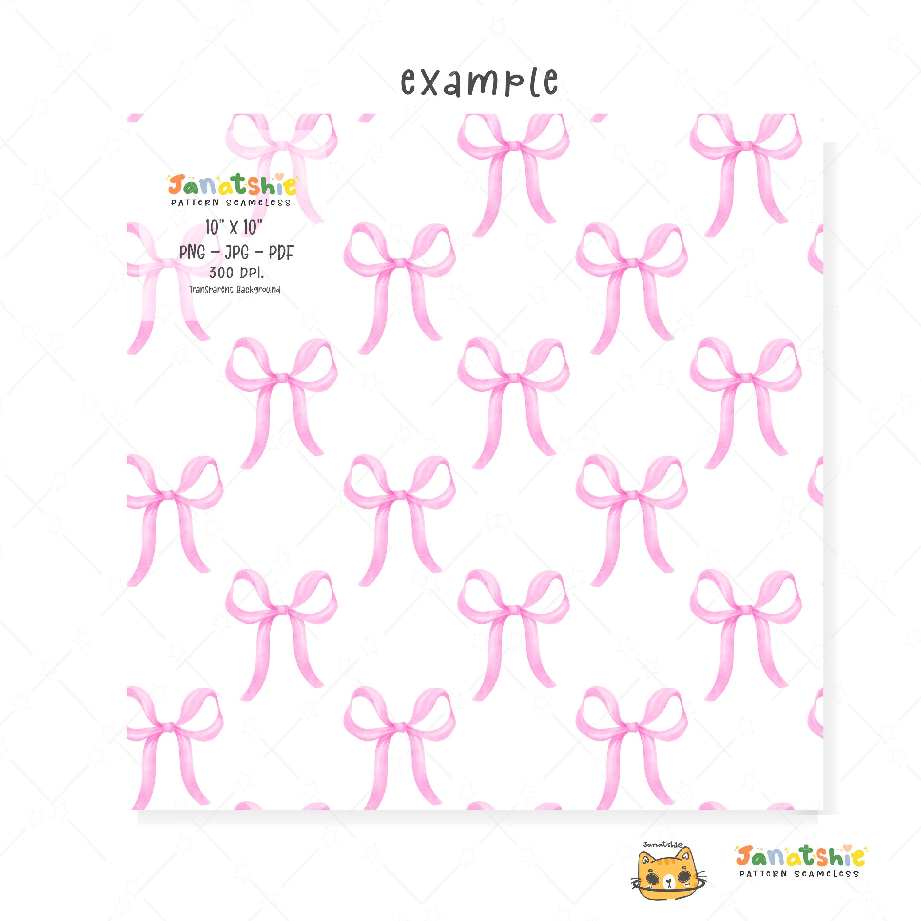 Coquette Pink Ribbon Seamless Pattern: Digital Paper Pack (PNG, JPG ...