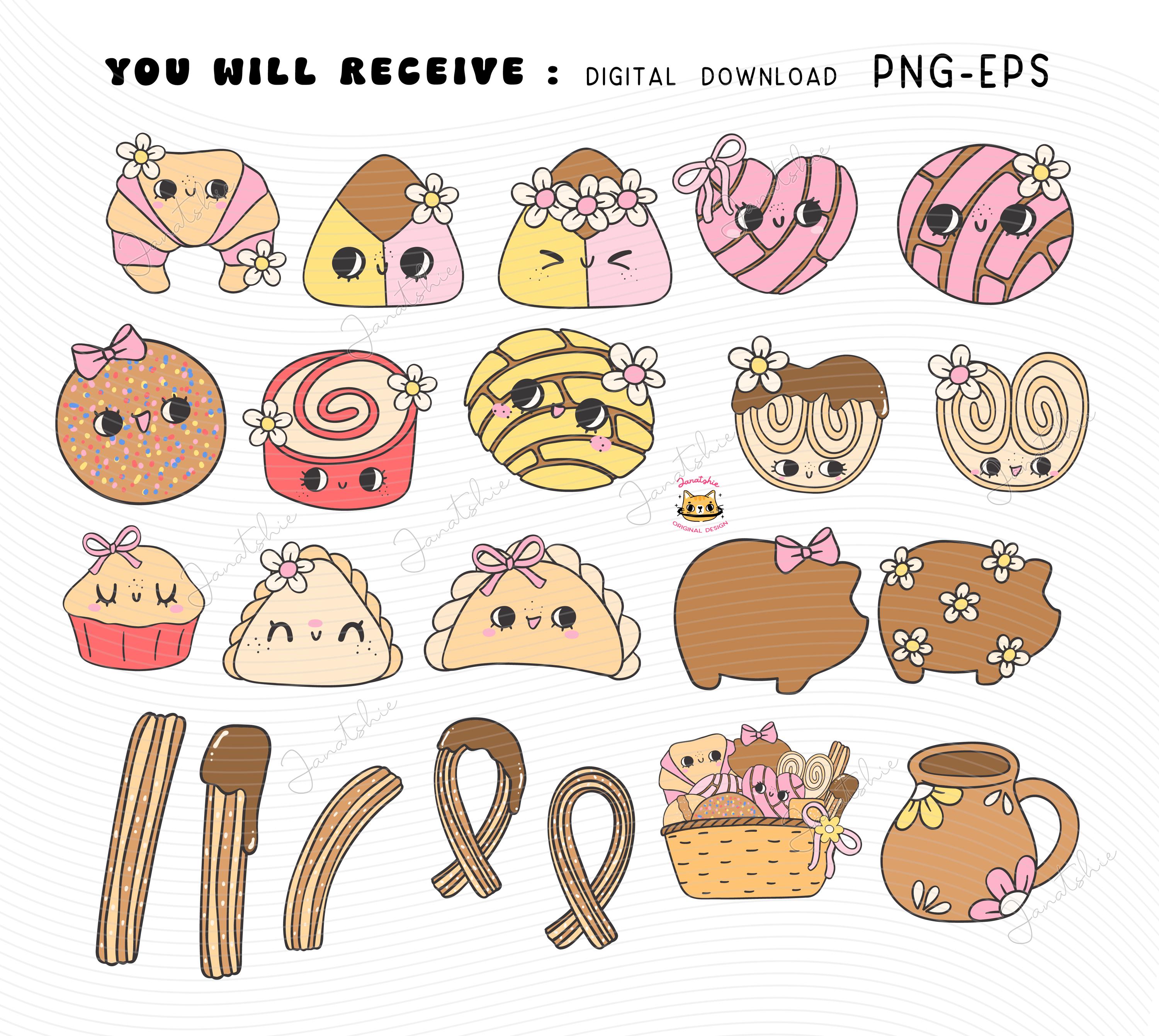 Retro Groovy Mexican Pan Dulce Clipart, Conchas PNG Bundle (digital) - Etsy