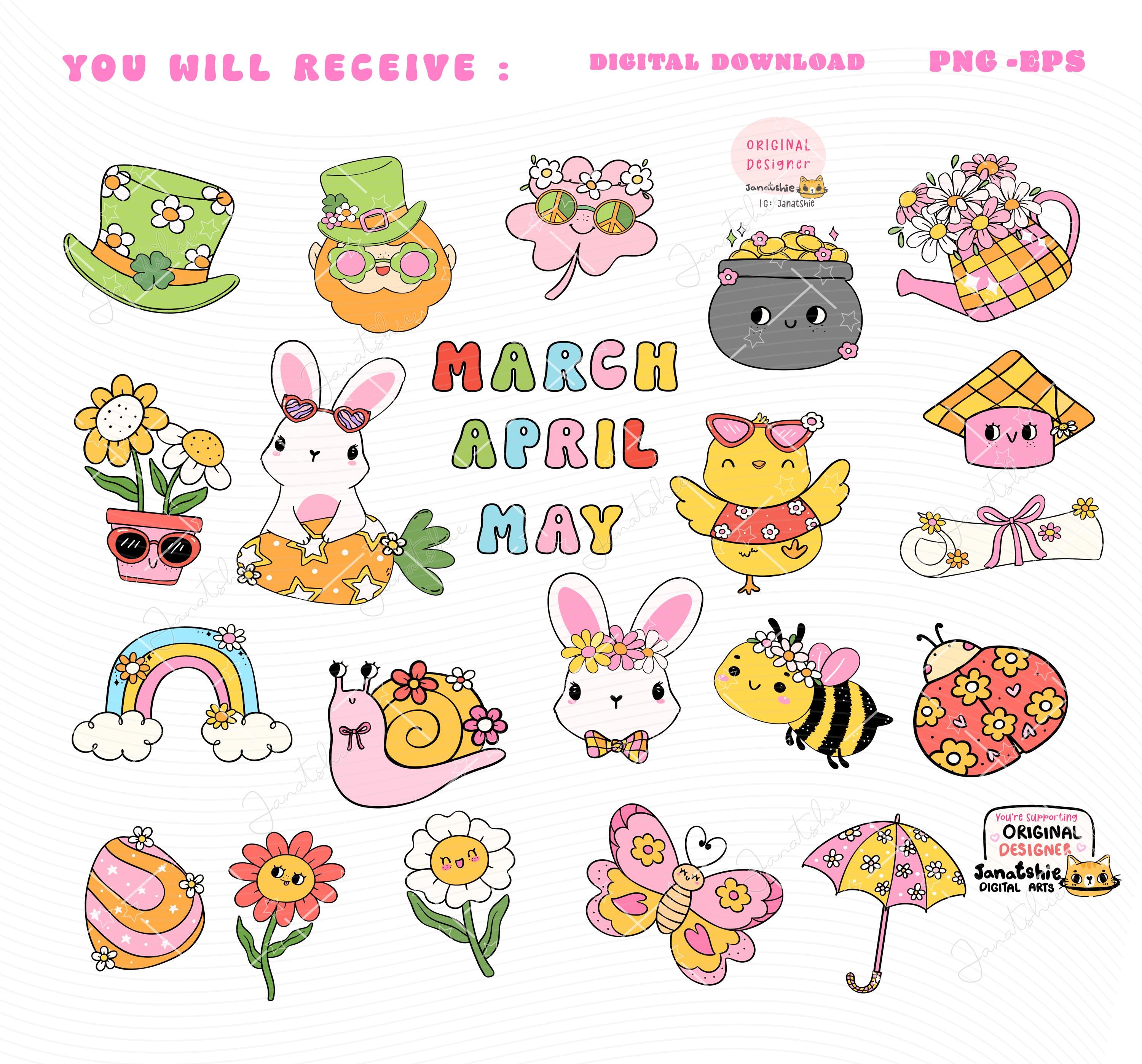 Groovy Months of the Year Clipart: Retro Disco Classroom Decor (PNG EPS ...