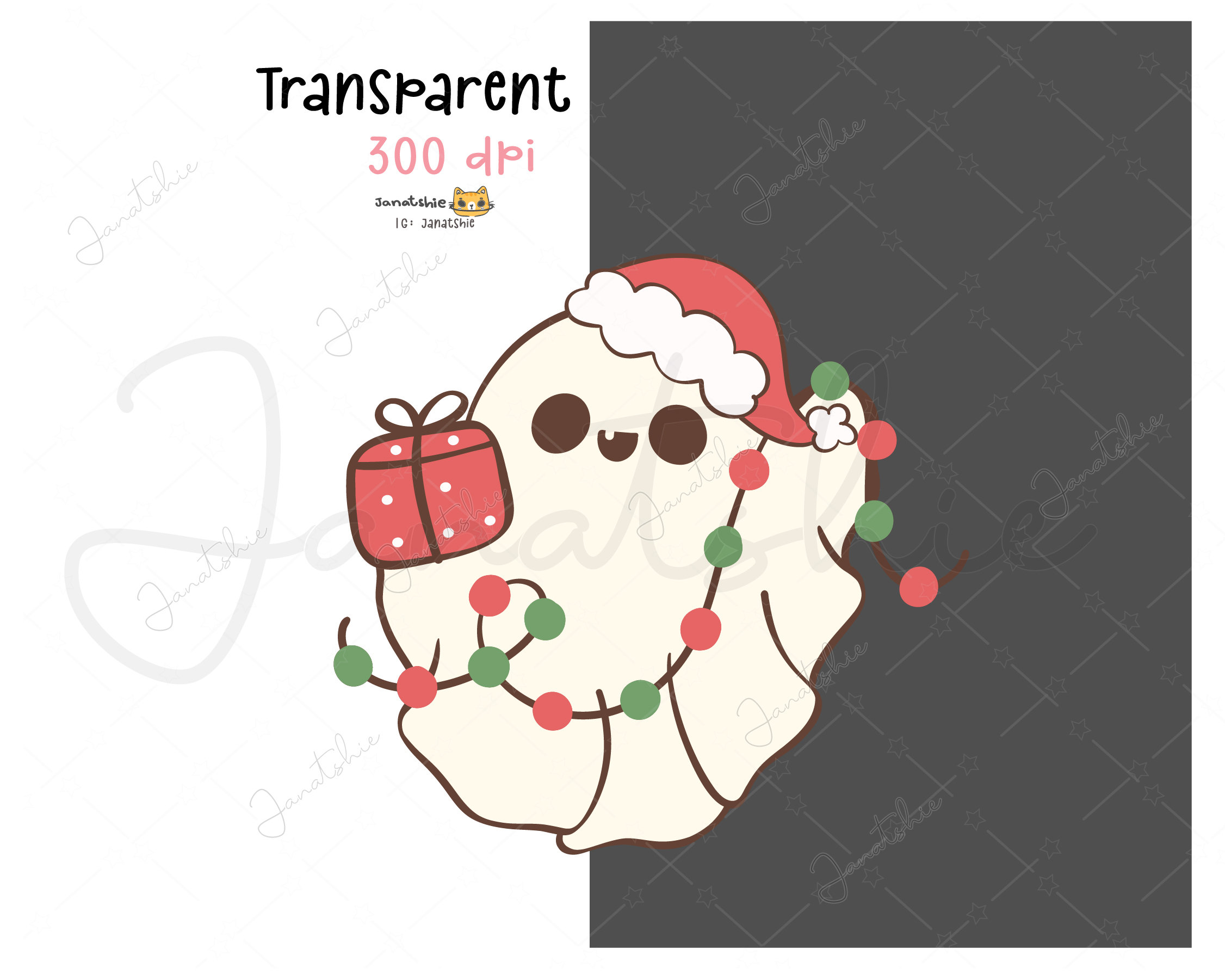 Christmas Ghost Png, Spooky Christma SVG, Cute and Kawaii Holiday ...