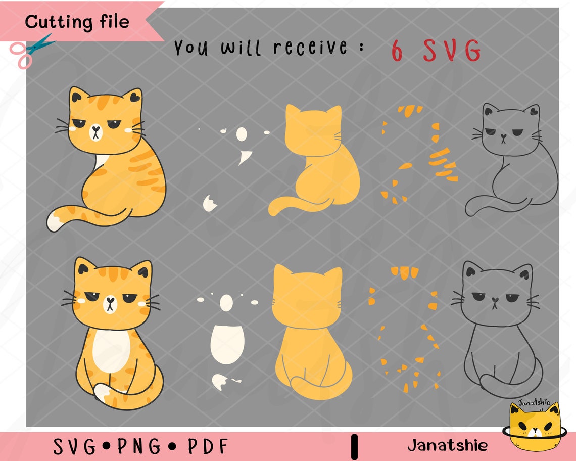 Grumpy Cat Png, Grumpy Cat Svg, Funny Ginger Cat SVG Set, Orange Tabby ...