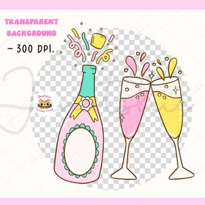 Retro New Year Clipart Bundle: Groovy Pastel Party Graphics (PNG, EPS ...