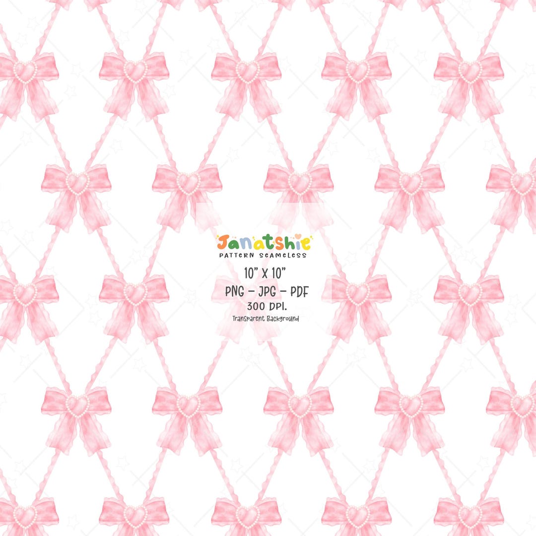 Coquette Pattern Seamless Cute Preppy Pink Ribbon Bow Watercolor ...