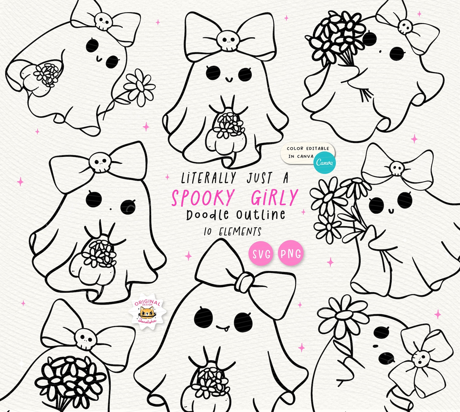 Spooky Girl Ghost SVG: Kawaii Halloween Clipart (PNG, SVG) - Etsy