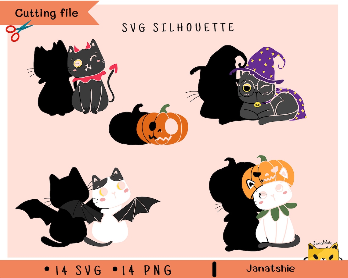 Spooky Halloween Cat SVG Cute Black Cat Outline Drawing - Etsy