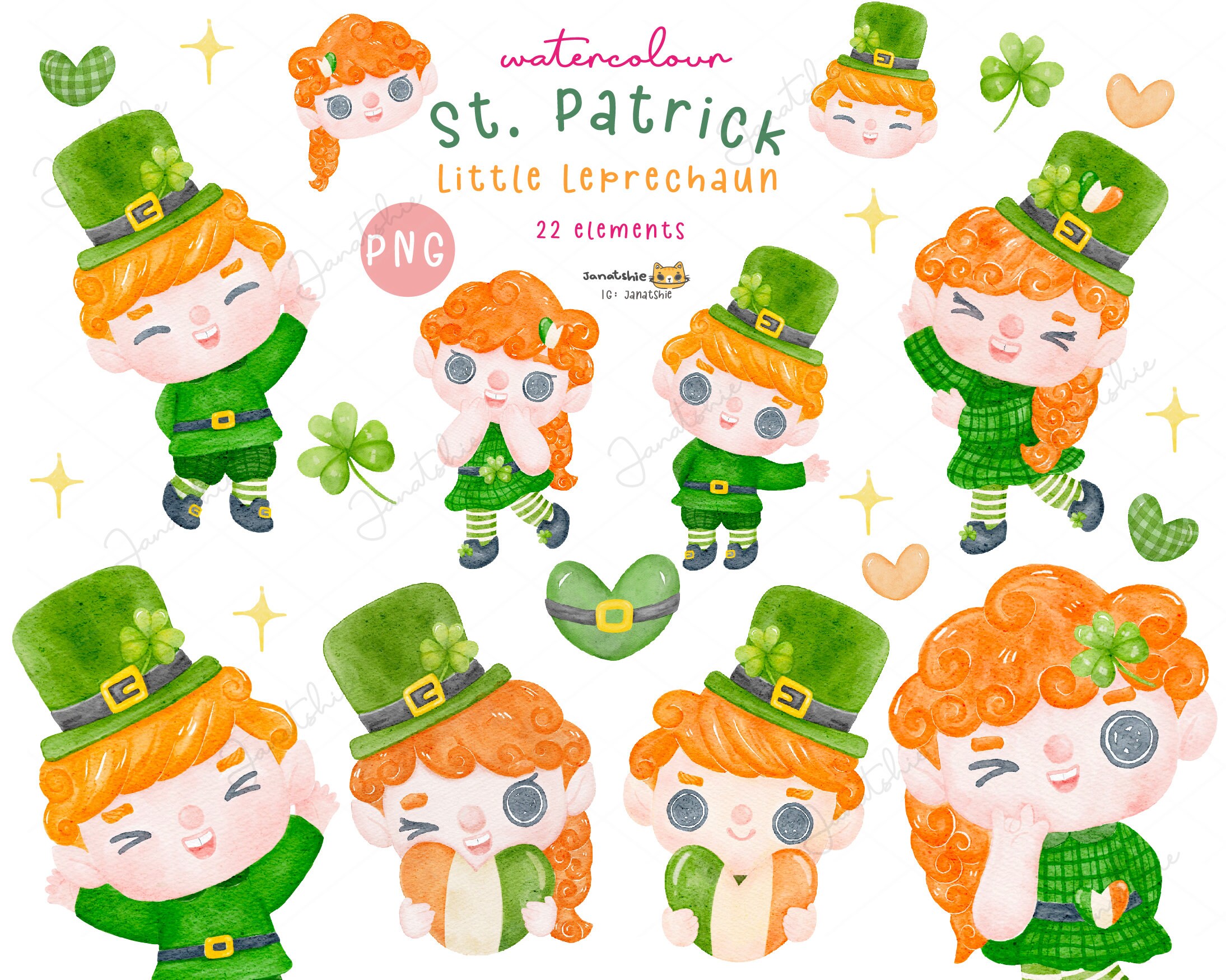 St. Patricks Day Png Clipart, Leprechaun Watercolour Clipart,shamrock ...